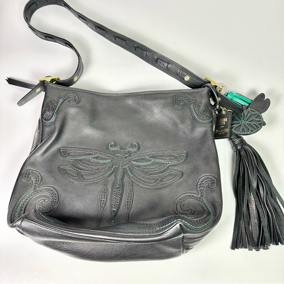 Coach | Bags | Coach Anna Sui Black Dragonfly Leather Shoulder Bag ...